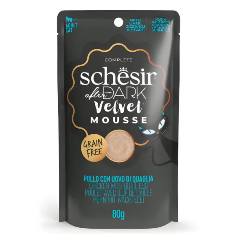 Schesir After Dark Velvet Mousse For Cat - Chicken With Quile Egg 80g (Min Order- 12 Pouch ...
